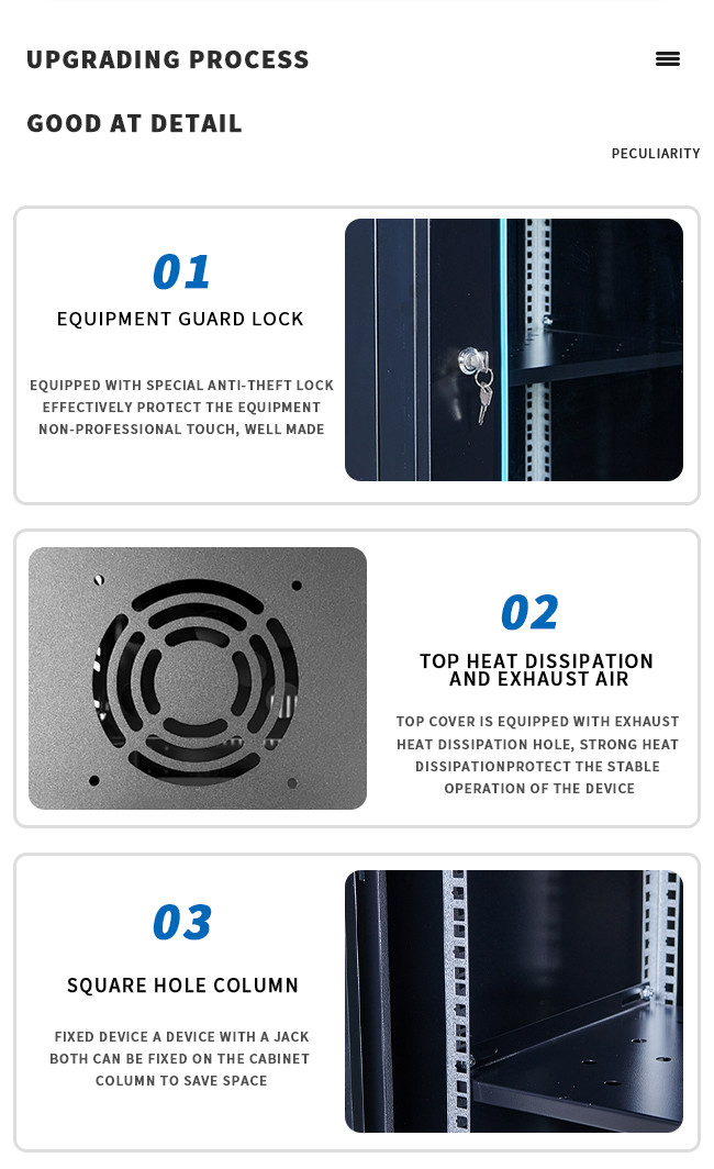 Fan Assisted Ventilation Network Server Cabinet With Removable Doors
